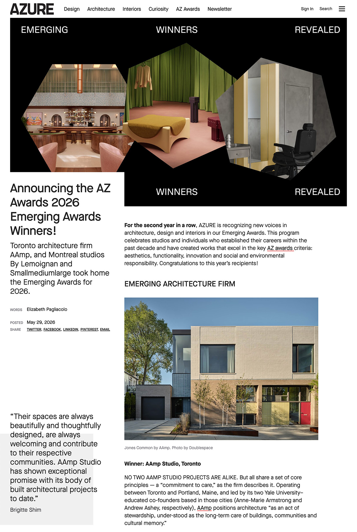 AAmp receives the 2026 AZ Awards Emerging Architecture Firm Award ...